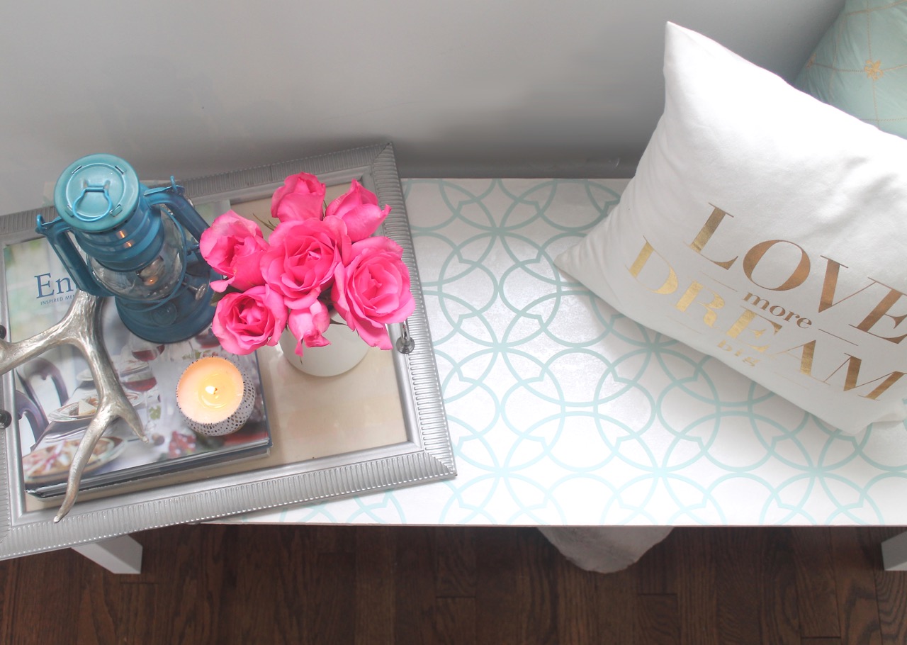 DIY Bench Makeover with Wallpaper - Amidst the Chaos