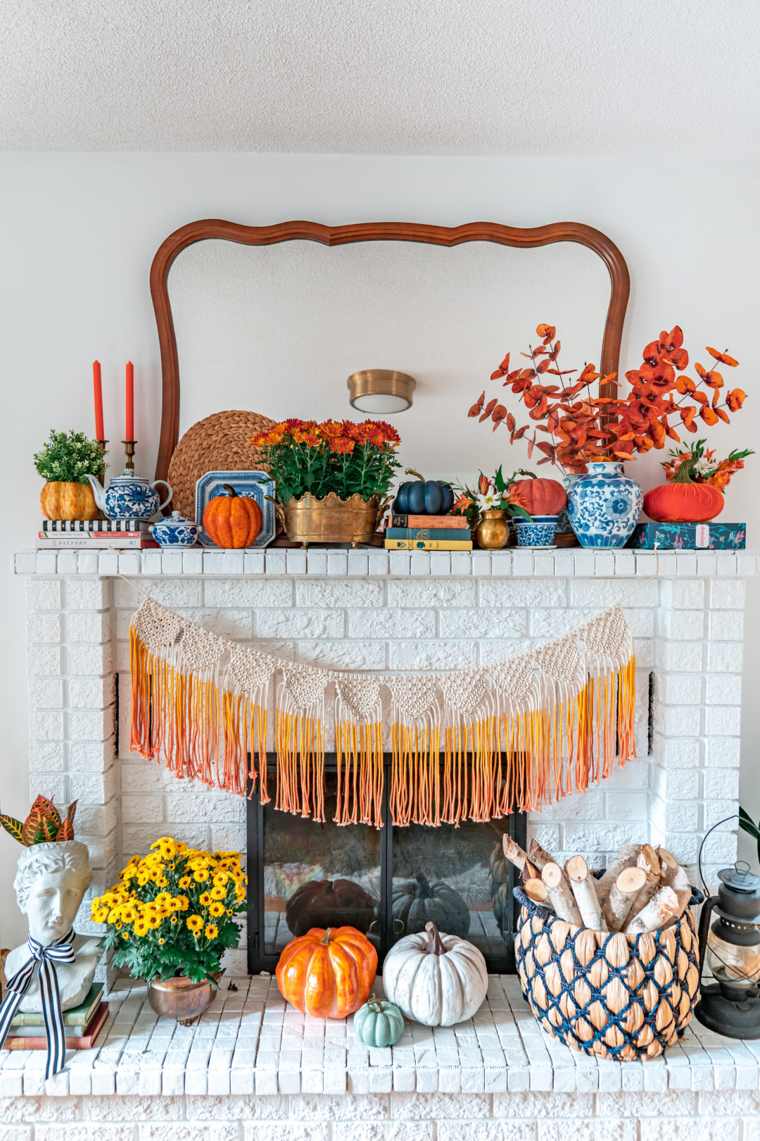 Blue and Orange Fall Home Decor Tour - Amidst the Chaos